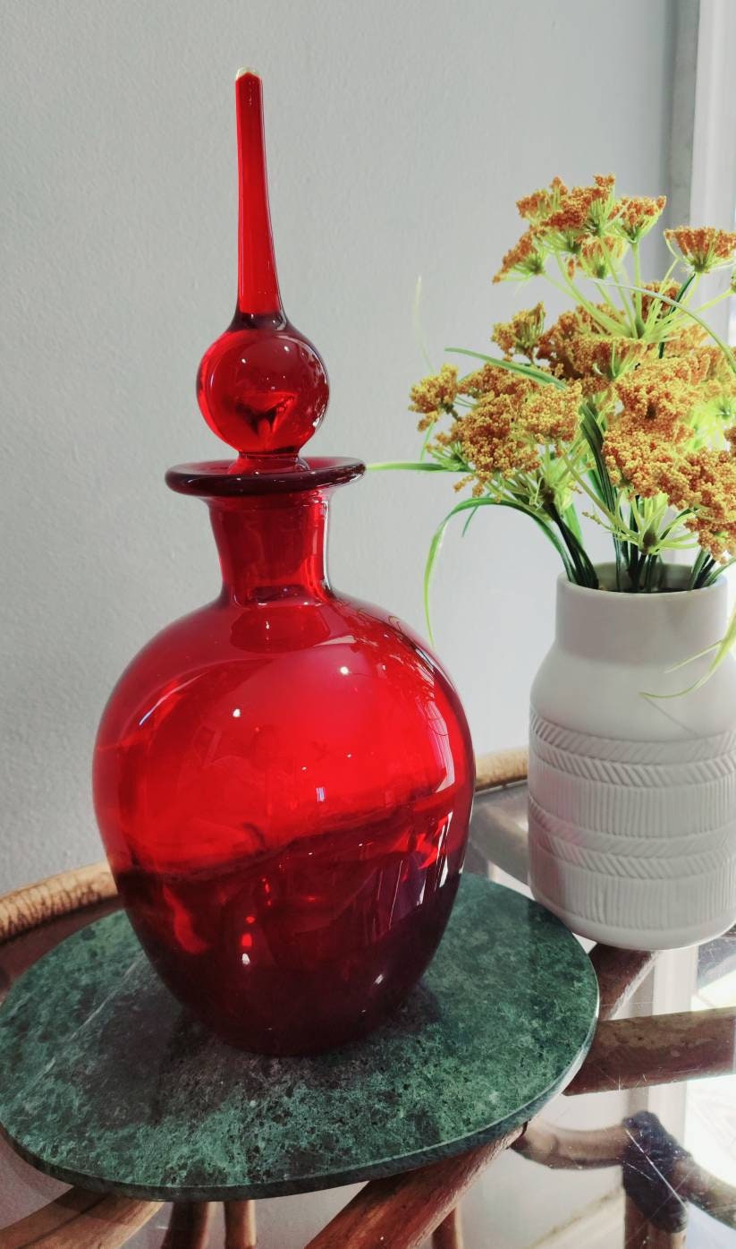 1960s Ruby Red Blenko Decanter and Stopper - Etsy