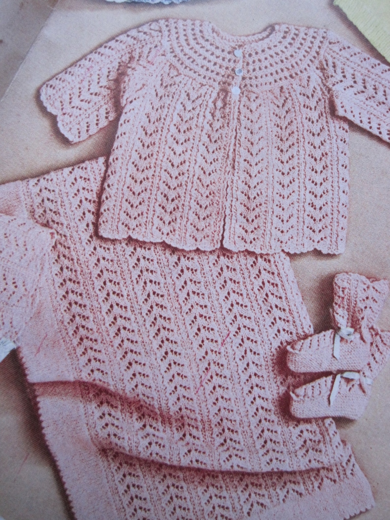 Knit Pattern - Baby Layette Set - Jacket, Blanket, Booties - Infant to ...