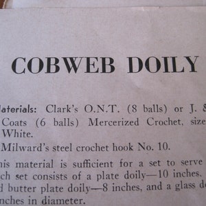 Crochet Pattern - Cobweb Doily - Luncheon Set - Vintage - Etsy
