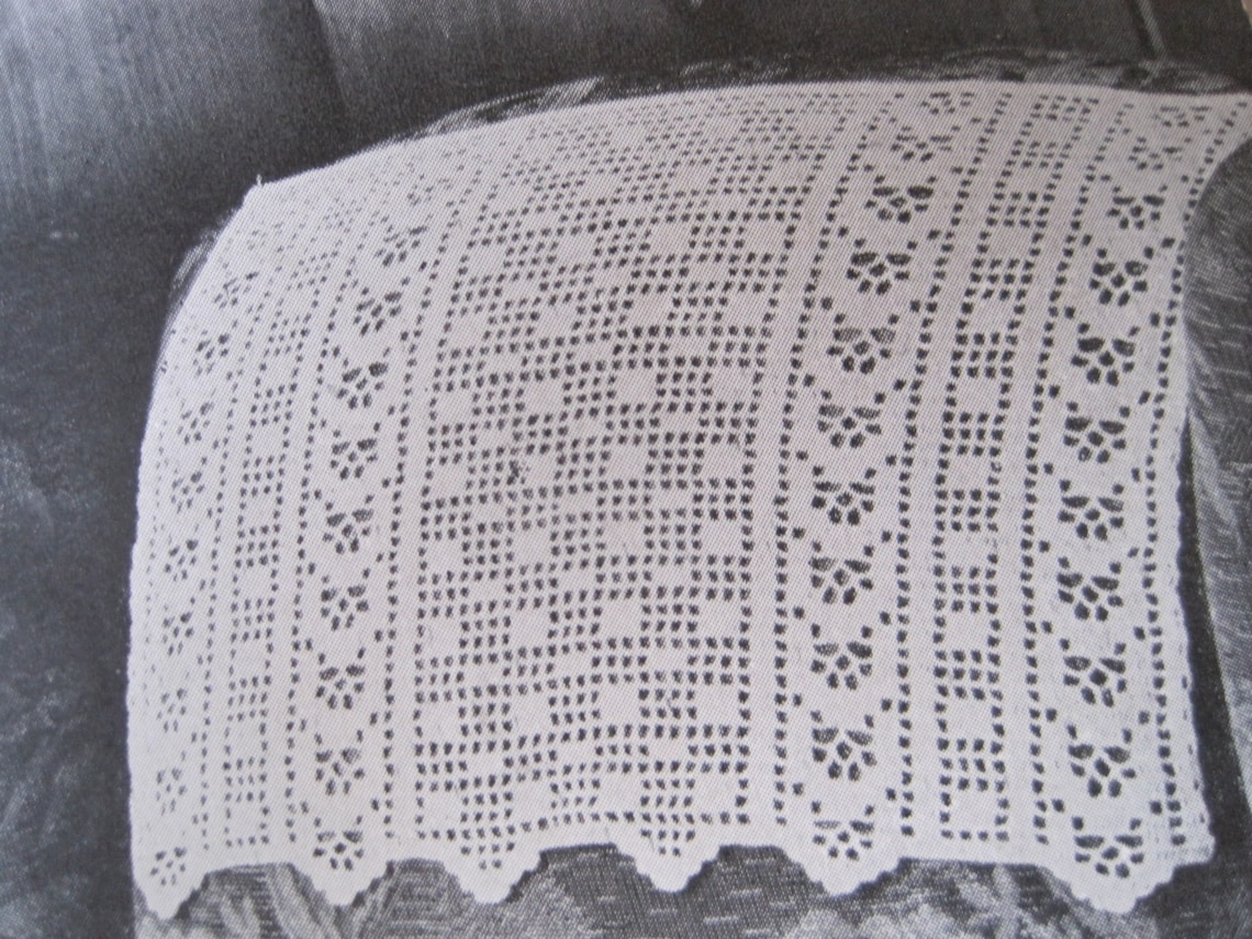 Crochet Pattern - Antimacassar - Checker Filet Chair Set - Headrest and ...