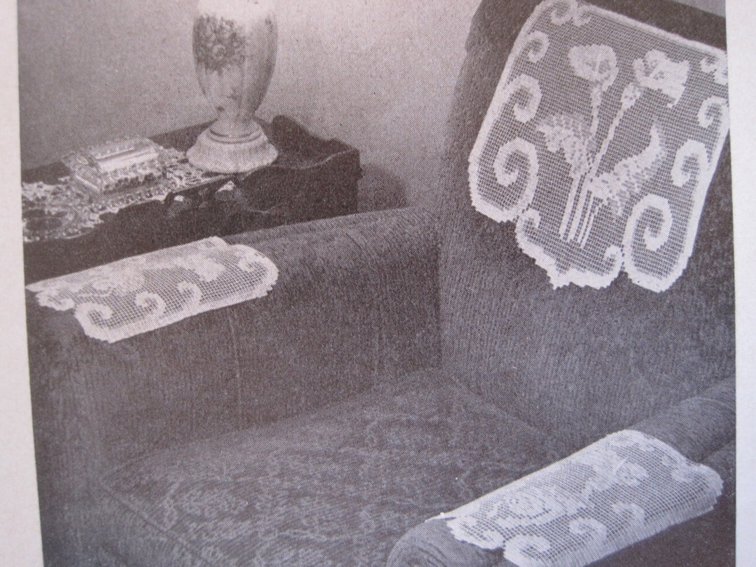 Crochet Pattern - Antimacassar Calla Lily Chair Set - in Shadow Filet ...