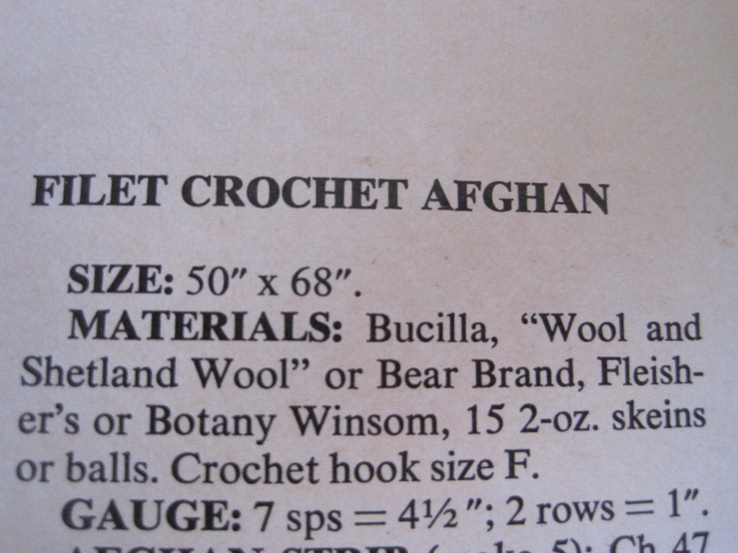 Crochet Pattern - Filet Afghan - Vintage - Etsy