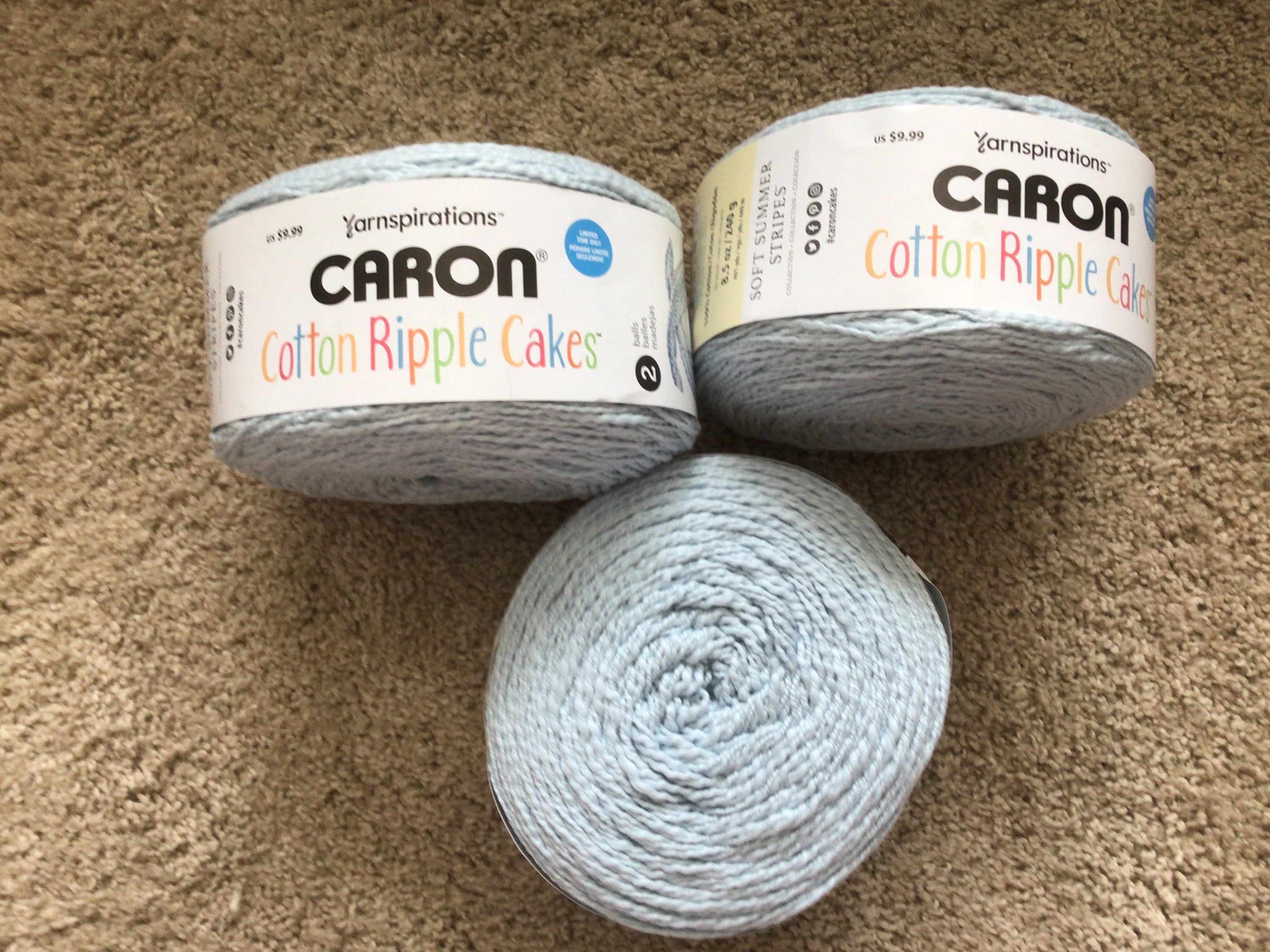 Caron Cotton Ripple Cakes Yarn Breezy Blue Discontinued New and Unused ...