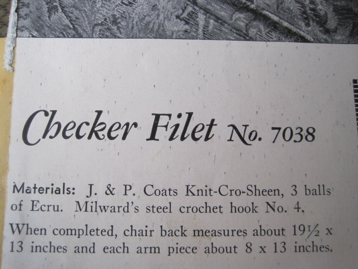 Crochet Pattern - Antimacassar - Checker Filet Chair Set - Headrest and ...