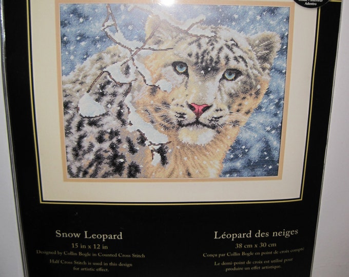 Cross Stitch Kit Snow Leopard Dimensions Gold Collection 15 X 12 NEW ...