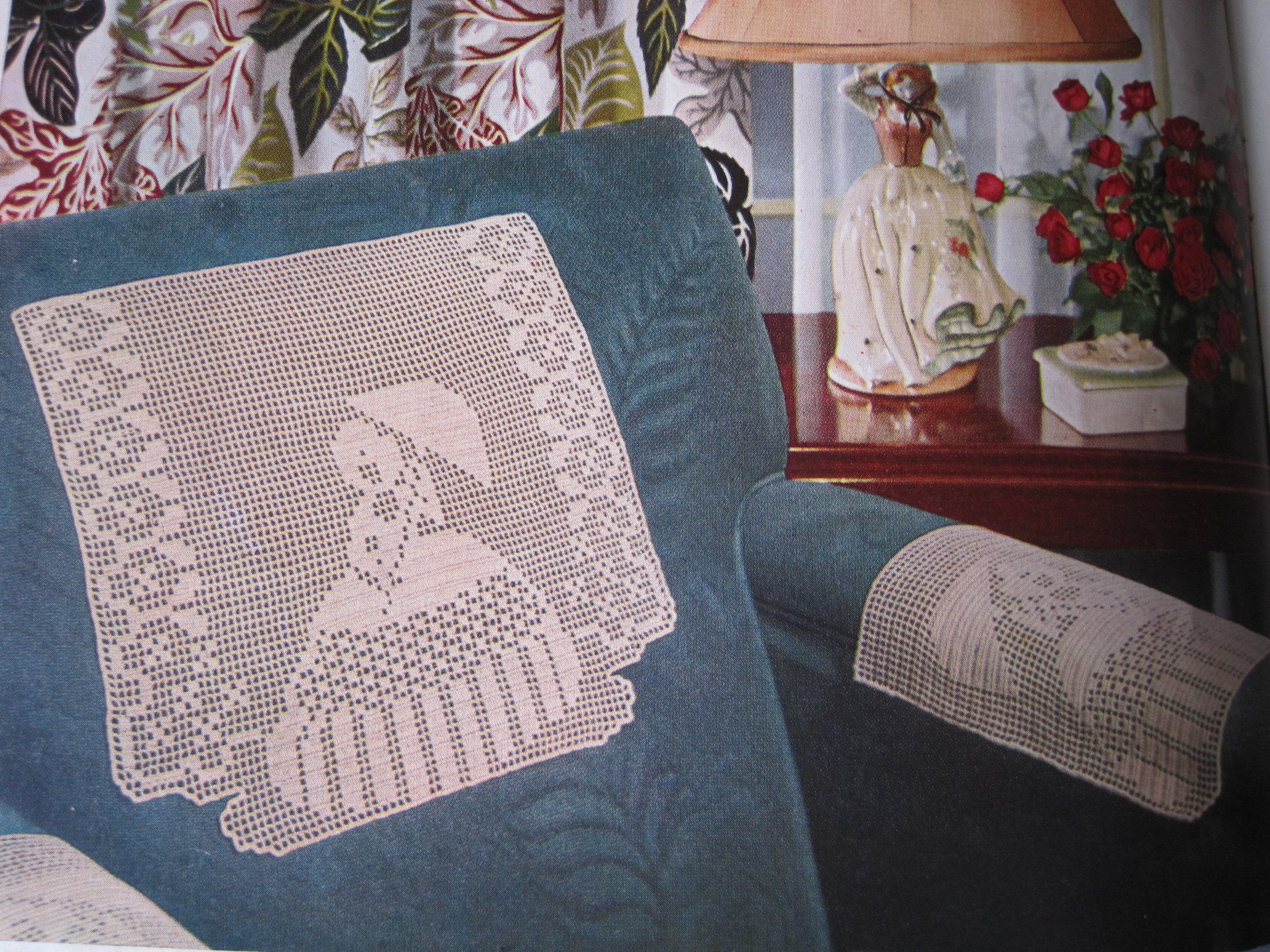 Crochet Pattern - Antimacassar - Garden Walk Chair Set - Filet Crochet ...