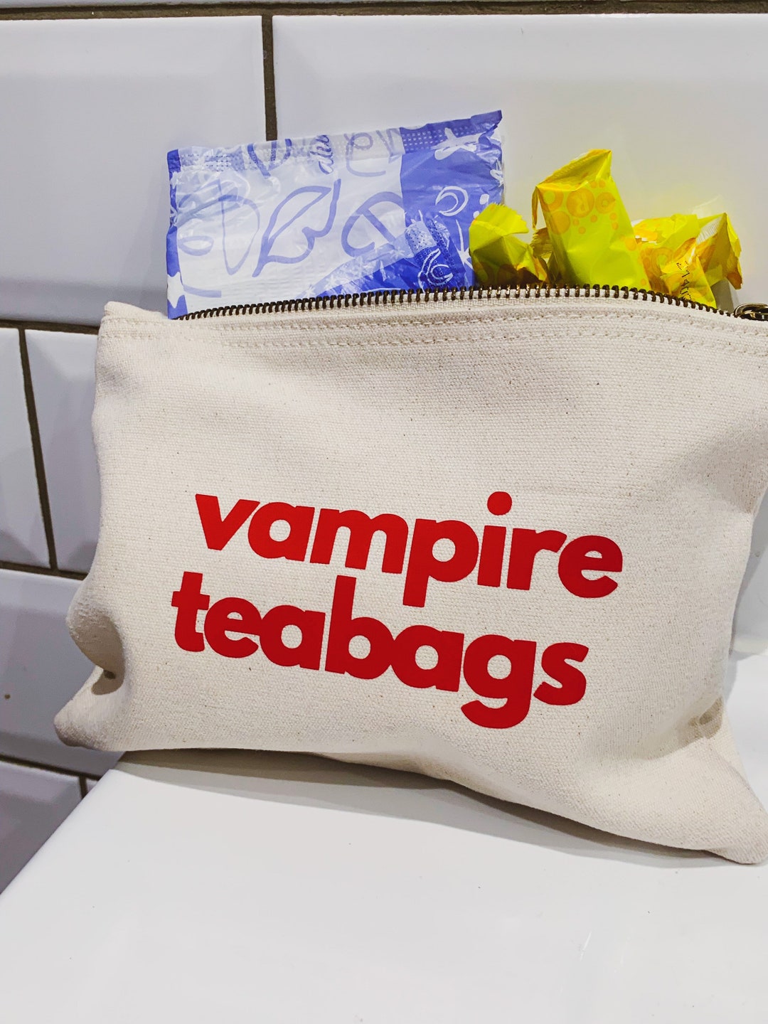 Funny Canvas Sanitary Pouch: Vampire Teabags Zipper Bag - Etsy