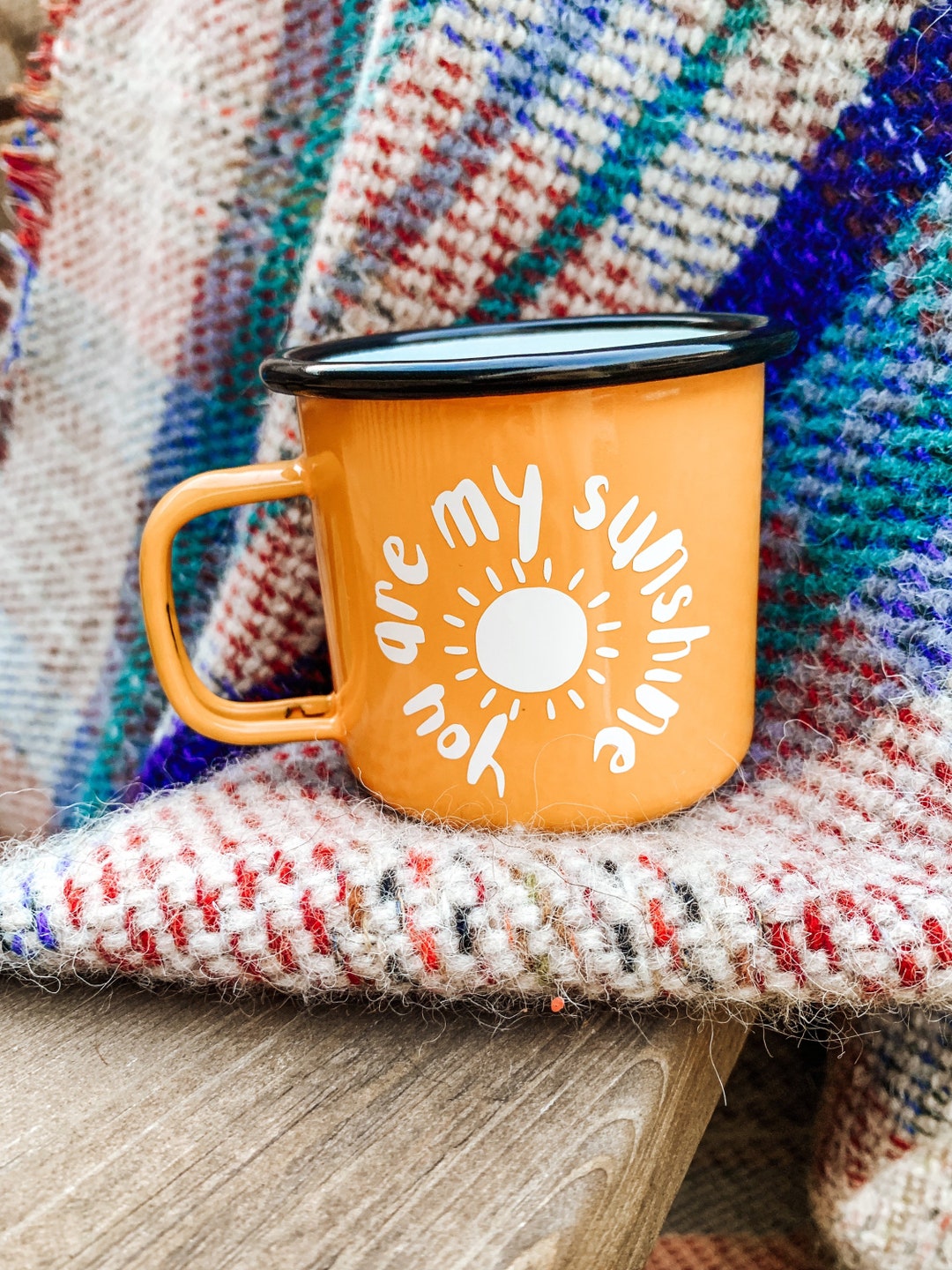 You Are My Sunshine Enamel Mug, Camping Wild Swimming Beach Life Yellow ...