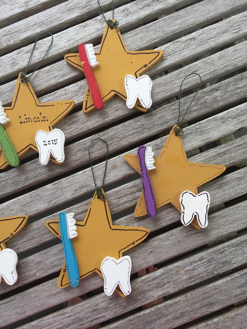 Personalized Wooden Dentist Star Winter Tree Ornament Your | Etsy