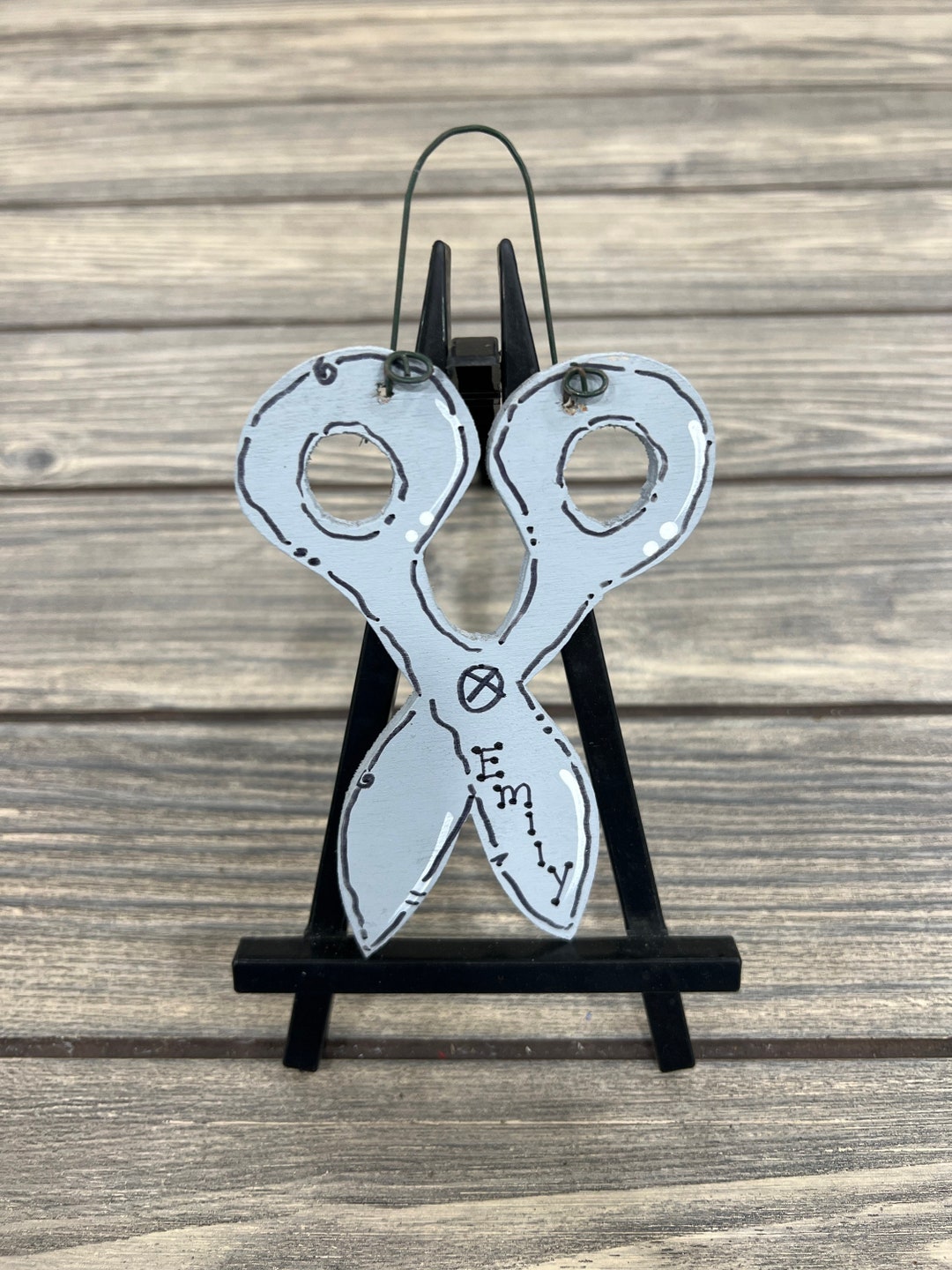 Personalized Wooden Scissors Ornament - Your Name - Christmas Holiday ...