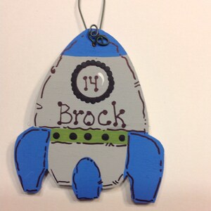 Personalized Wooden Rocket Outer Space Neon Winter Tree Ornament Your ...