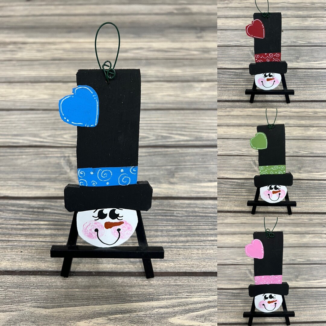 Personalized Wooden Snowman Head Hat Winter Tree Ornament Your Name ...