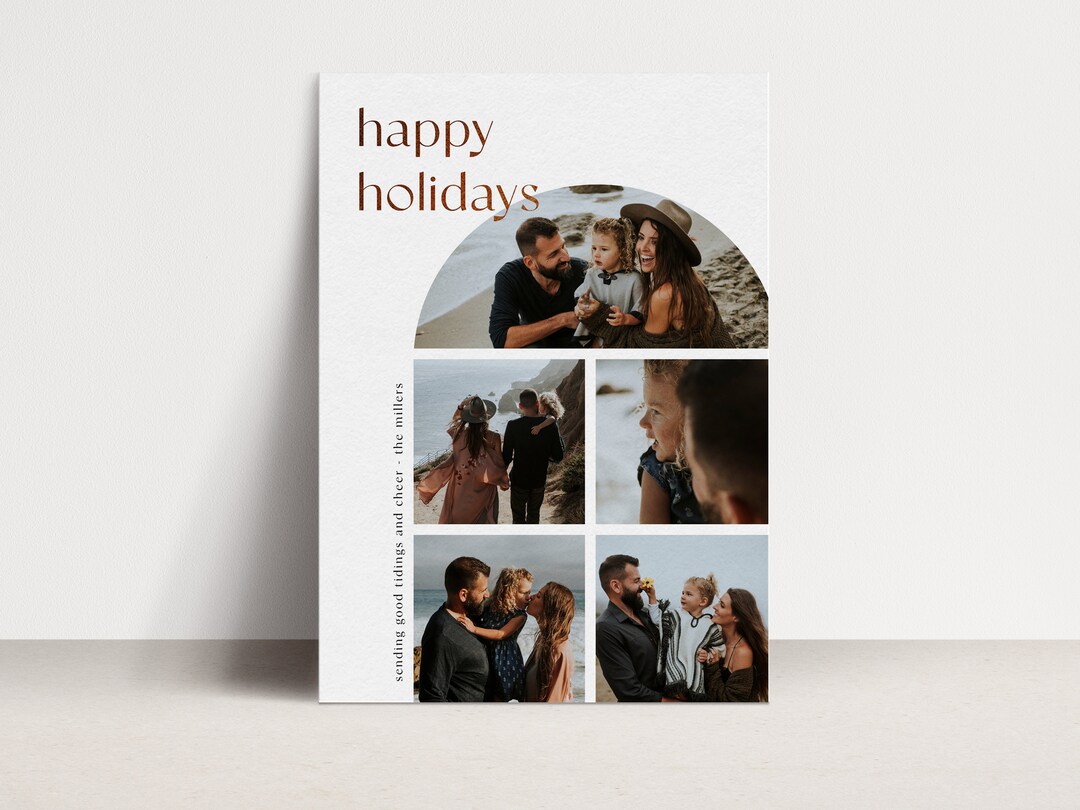 Arch Collage Photo Christmas Card Personalized Happy Holidays Greeting ...