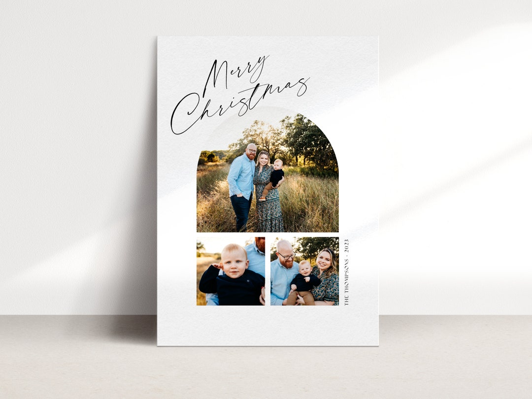 Digital Arch Photo Collage Christmas Card Template | Instant Download ...