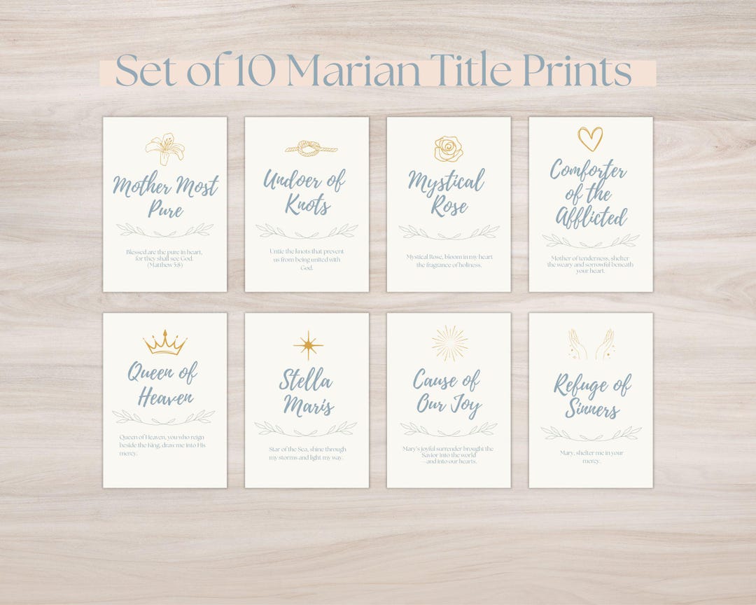 10 Marian Titles | Catholic Printable Art Set | 5x7 Digital Download ...