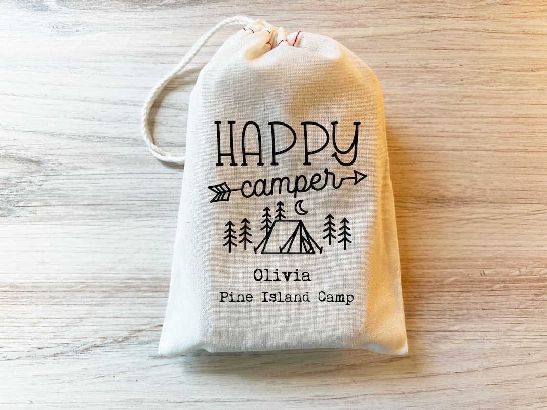Happy Camper Party Favor Bags Custom Camping Favors Camping Bags ...