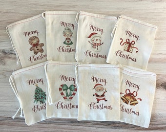 Merry Christmas Favor Bags-holiday Gift Bag-christmas Treat Bag-cookie ...