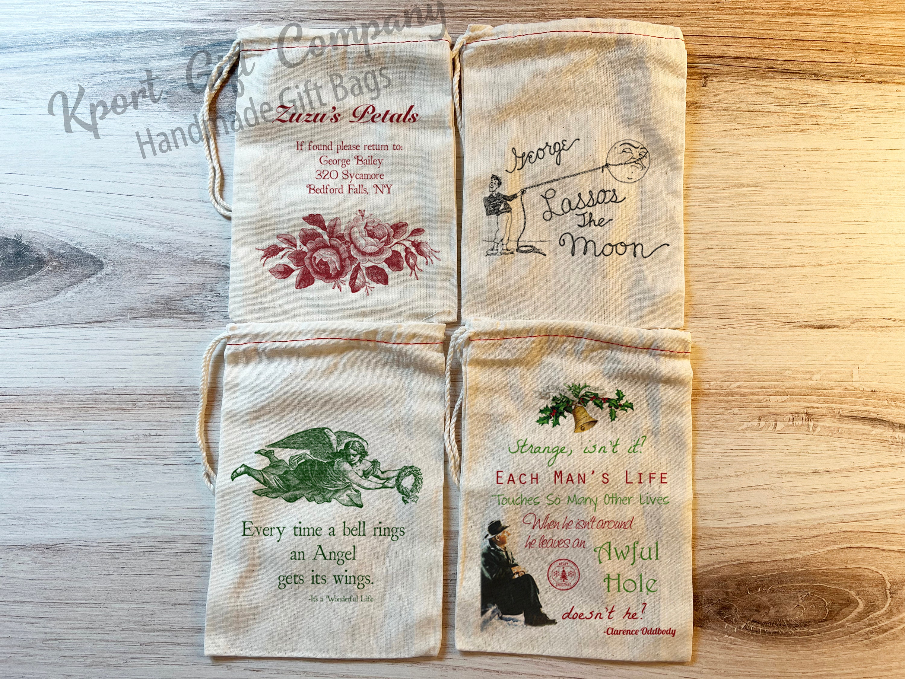 4 Its a Wonderful Life Merry Christmas Holiday Gift Bags. Set of 4 ...