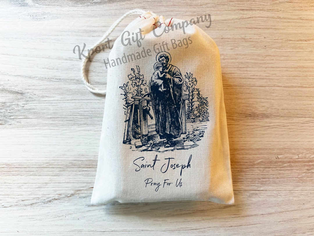 Saint Joseph - Catholic Prayer Bag - Cotton Drawstring Bag - Saint Bags ...