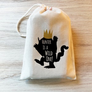 Wild One Gift Party Favor Bags. Cotton Drawstring Birthday Gift Bags ...