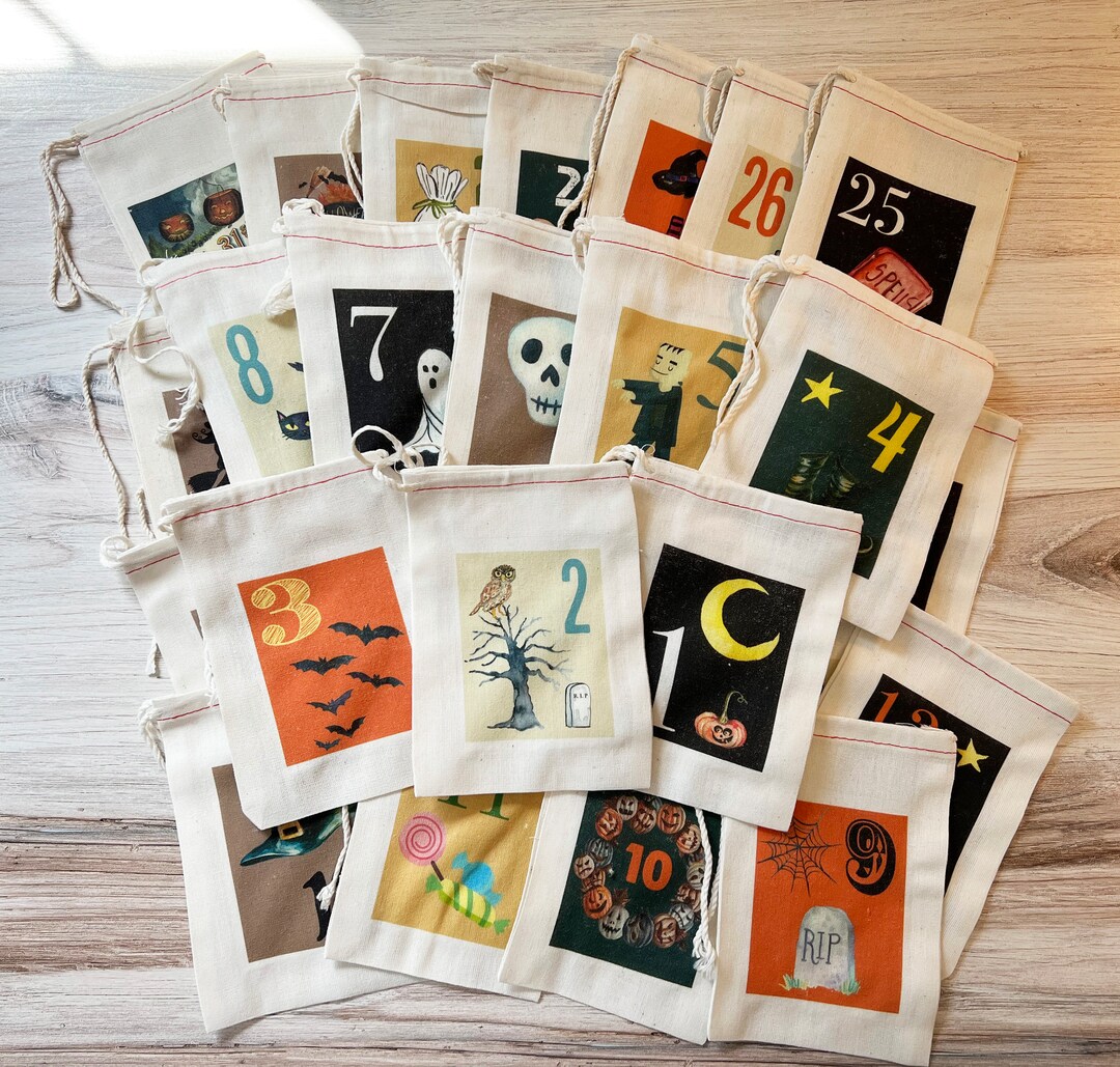 Halloween Month Calendar Bags Countdown to Halloween Bag Set 31 Vintage ...