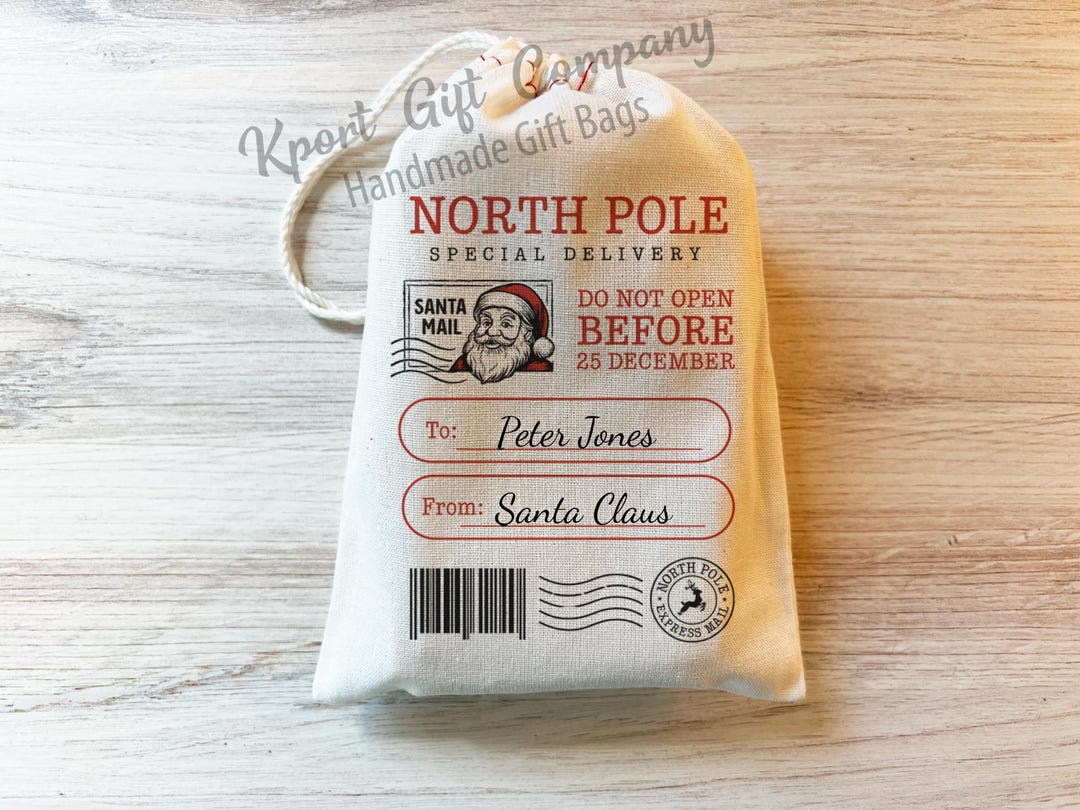 Personalized Mini Santa Sack, Drawstring Christmas Goodie Bag, Special ...