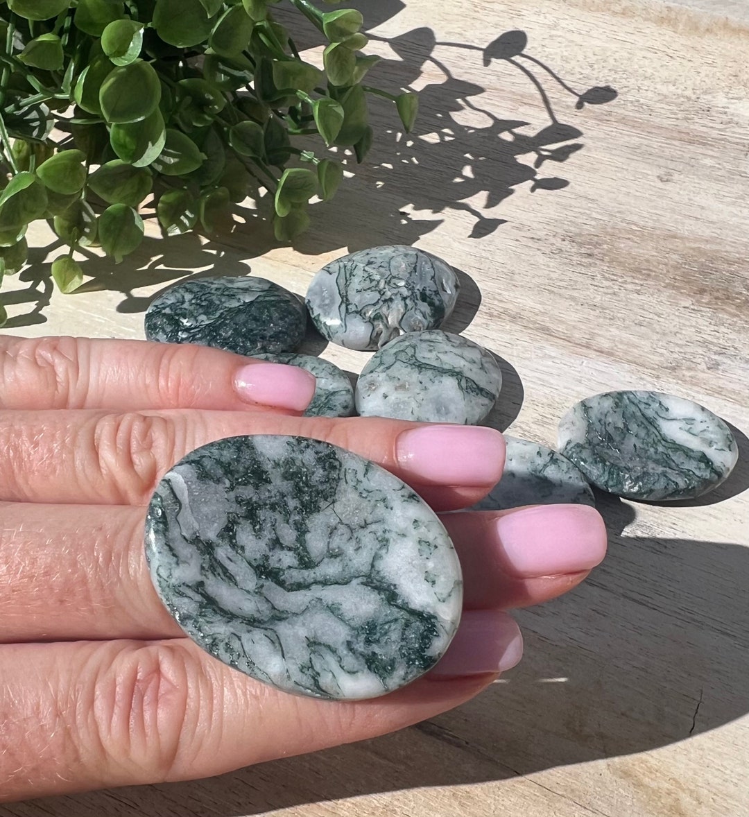 Stunning Tree Agate Thumb Stone Fidget Stone Anxiety Relief High Grade ...