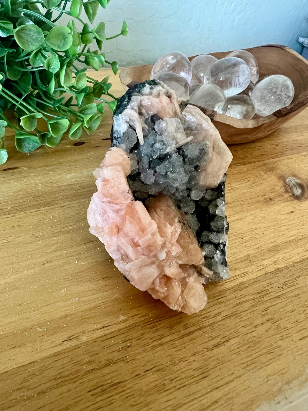 Stunning Black Chalcedony Cluster With Deep Peach Stilbite | Rough ...