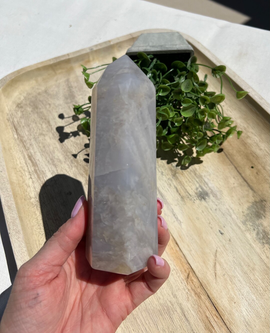 Lovely Huge Blue Quartz Tower Blue Rose Quartz Light Purple Rainbow ...