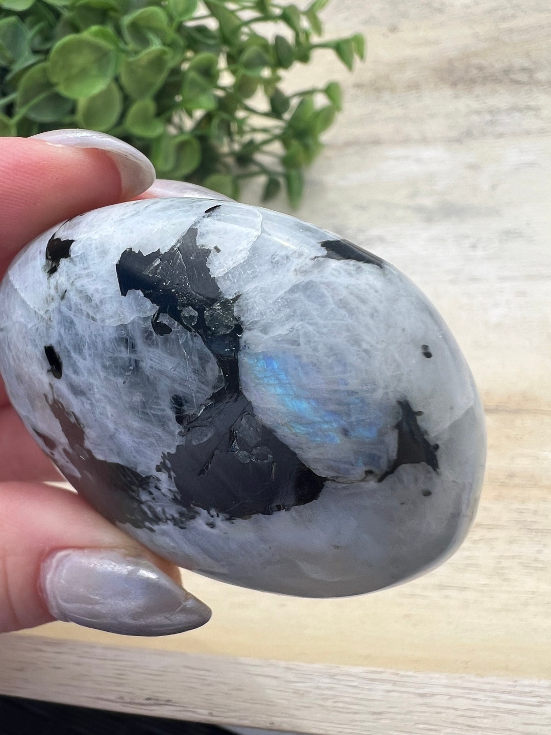 Flashy Rainbow Moonstone Palm Polished Crystal With Blue Flash Soap ...