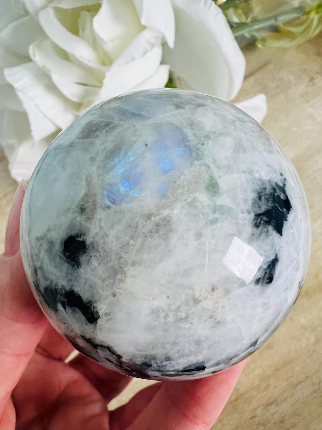 Flashy Rainbow Moonstone Sphere | Polished Crystal With Blue Flash ...