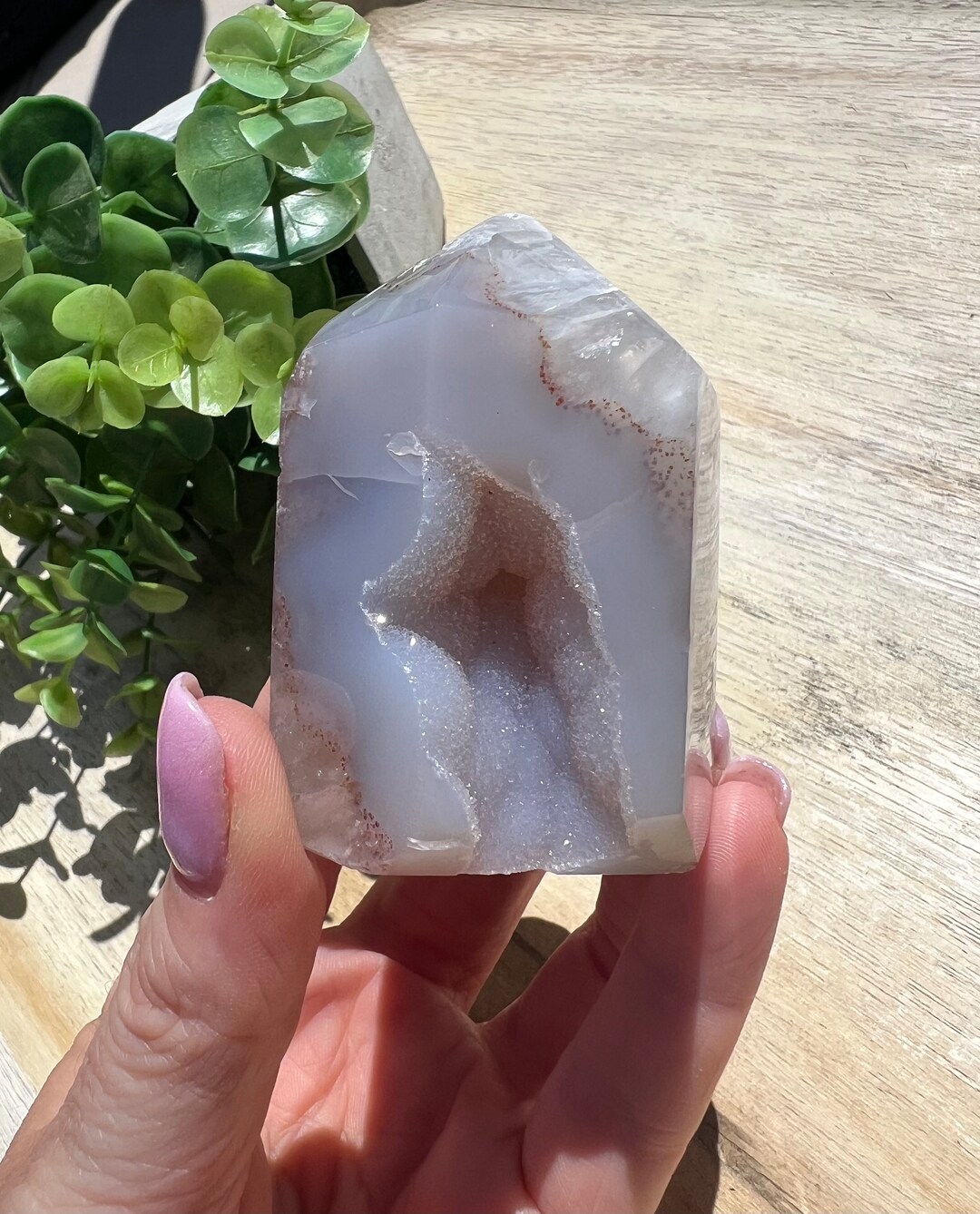 Stunning Pastel Blue Druzy Agate Tower Exceptional Clear Quartz Pockets ...