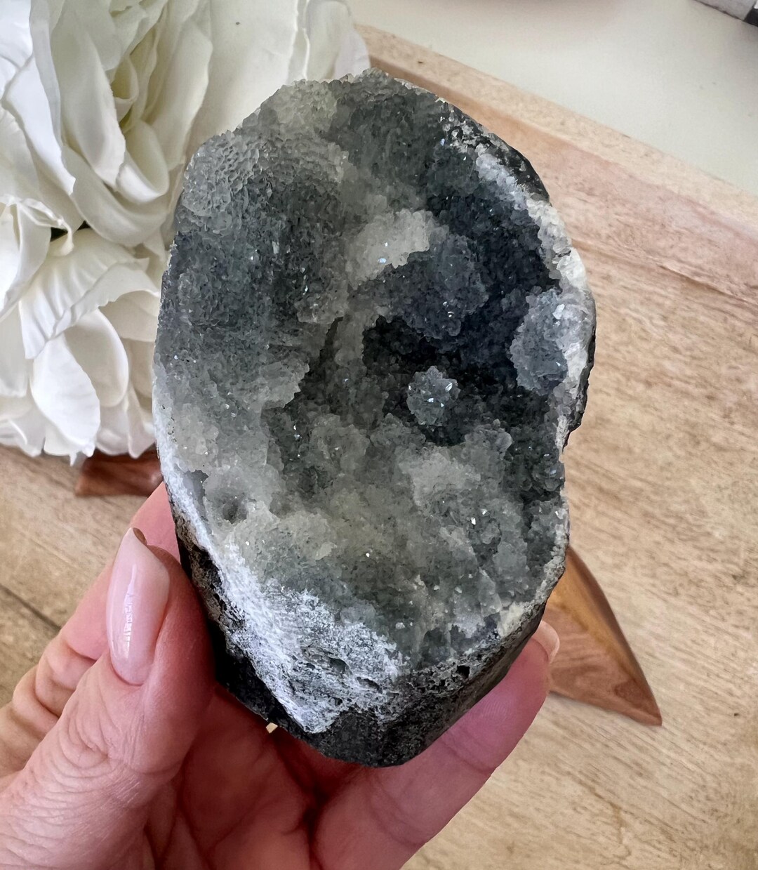 Stunning Blue Chalcedony Cut Base Raw Chalcedony Florets 3 Inch Mini ...
