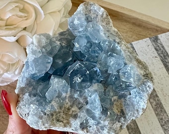 Huge Celestite Cluster | Large Chunky Deep Blue Crystal Geode Raw ...