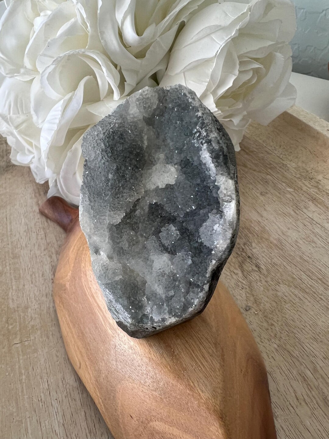 Chalcedony Cut Base | Blue & Black Chalcedony Raw Florets | 3 Inch ...