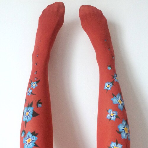 Unique Tights for Women With Hand Painted Motives Water - Etsy