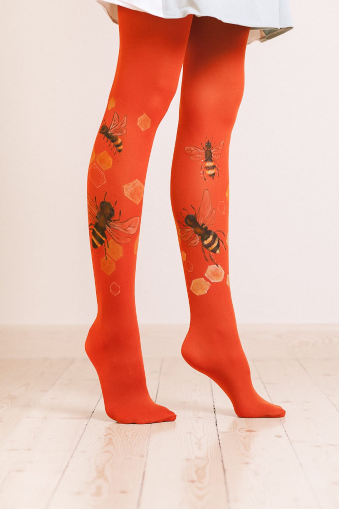 Unique Tights for Women With Hand Painted Motives - Honey Bees - Etsy
