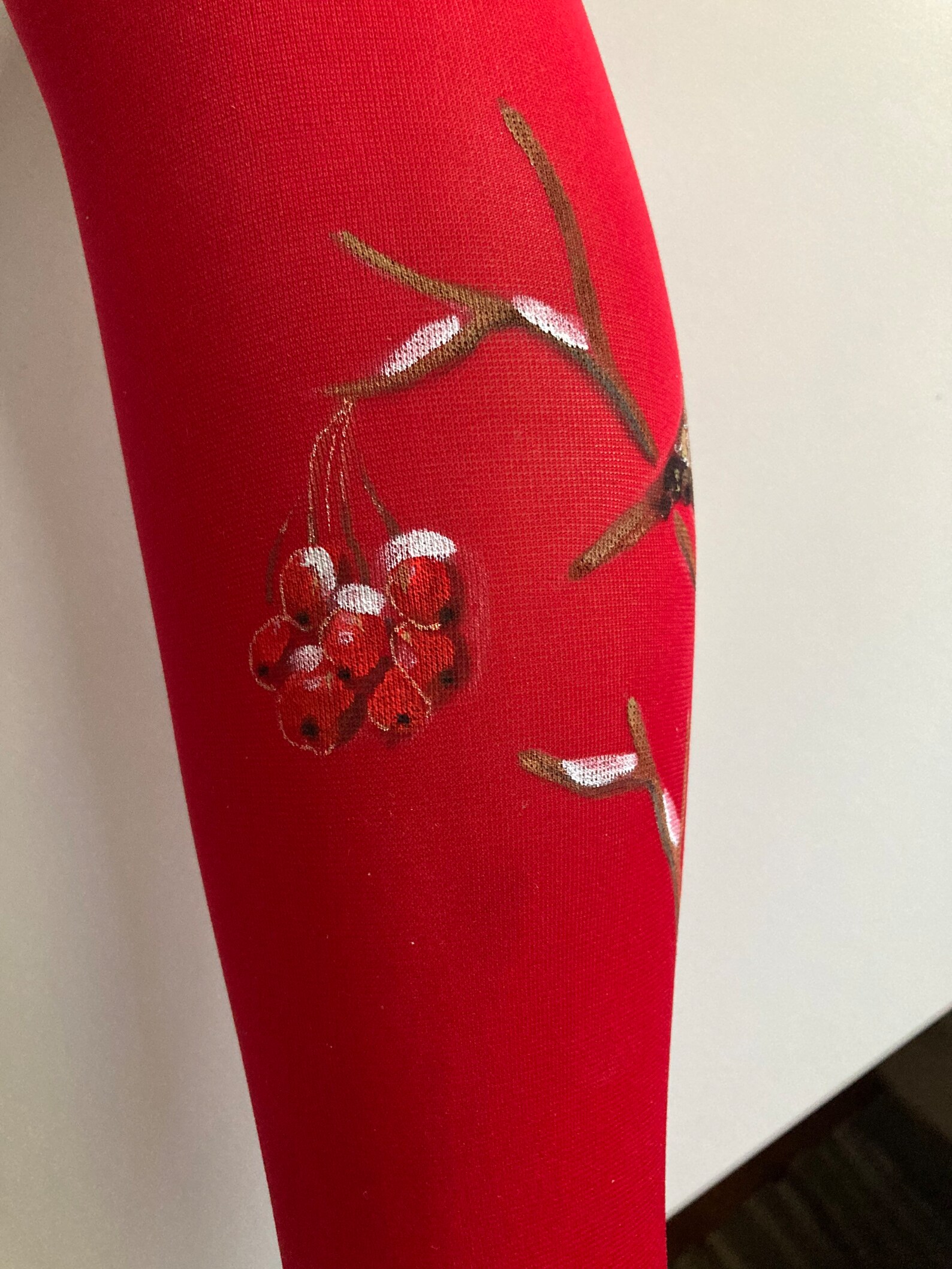 Unique Tights for Women With Hand Painted Motives Birds and Berries - Etsy