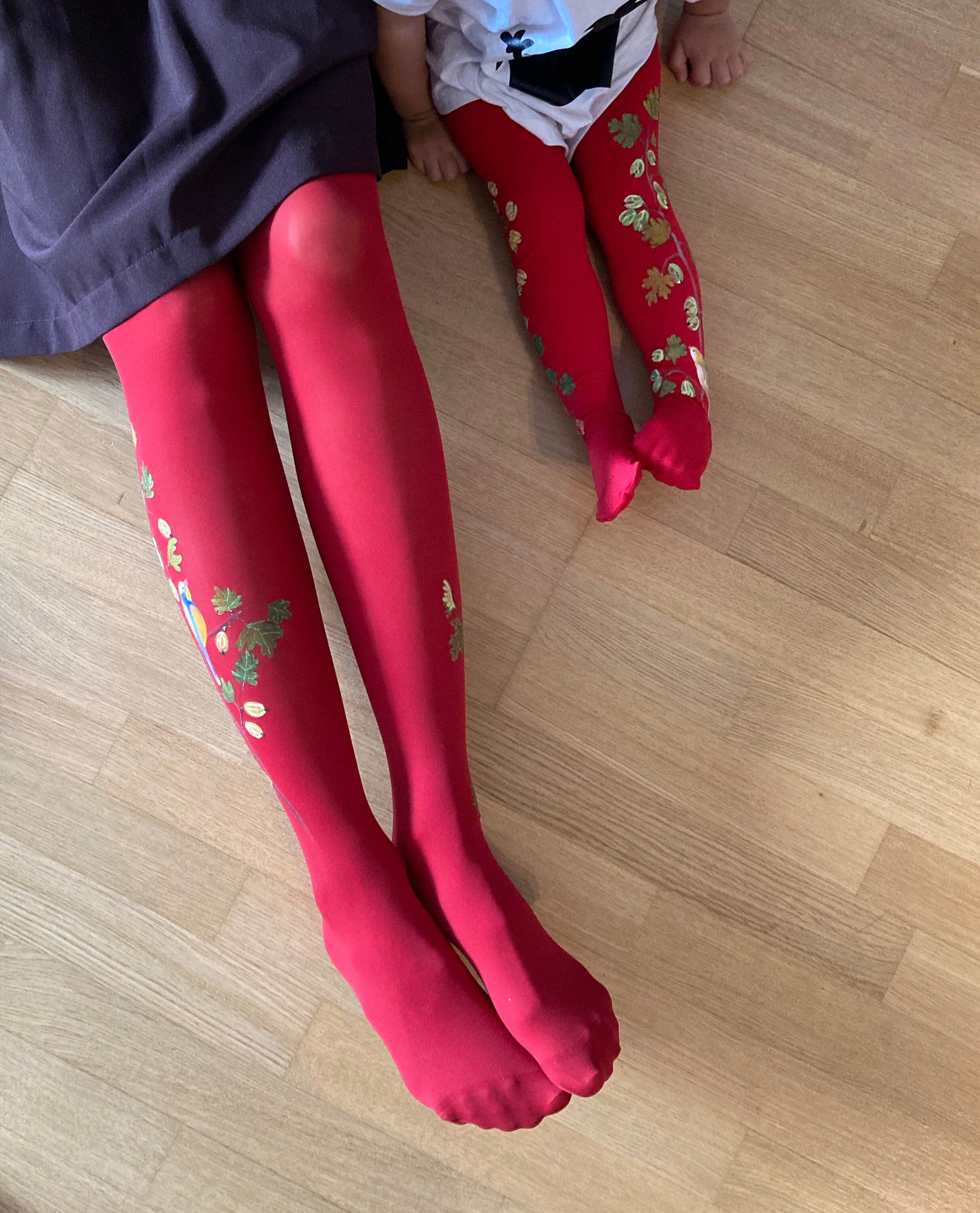 Red Children's Tights With Hand Painted Motives - Gooseberries - Etsy
