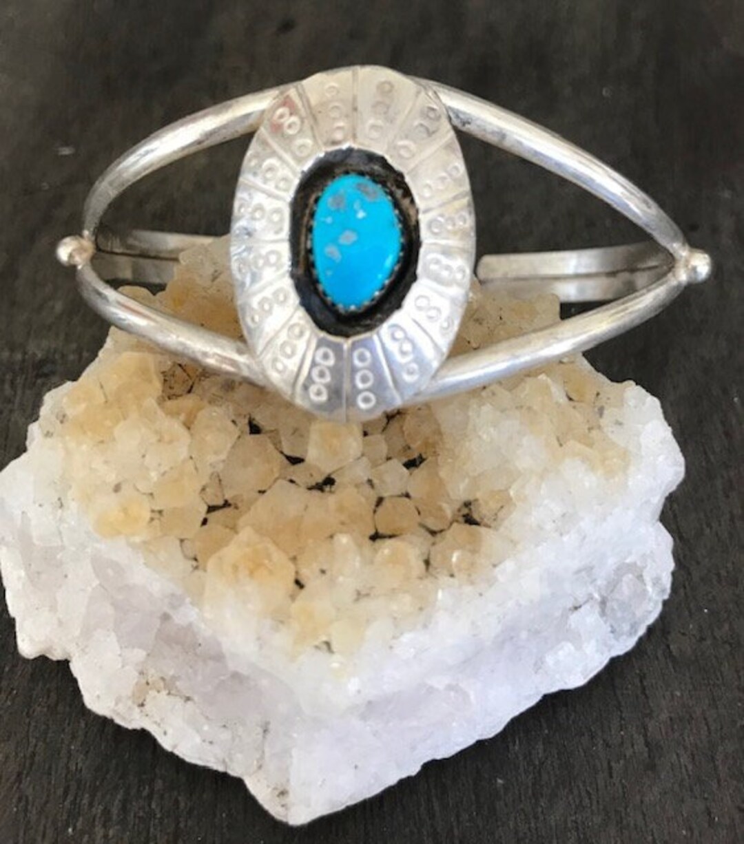 Shadow Box Turquoise Vintage Native American Cuff Etched Silver ...