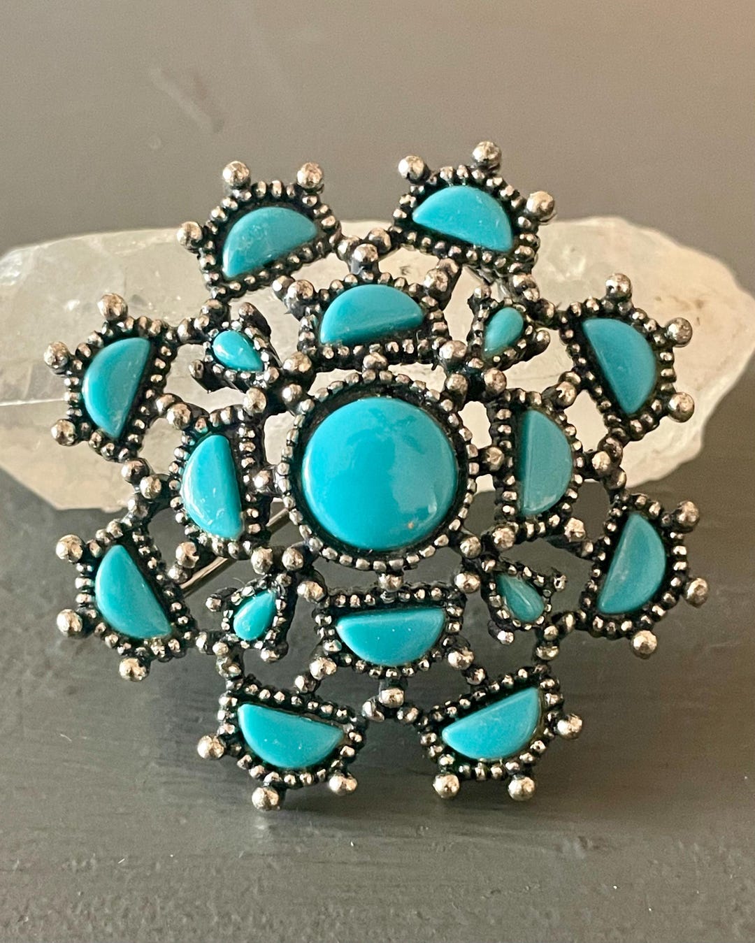 Florenta of California Silver Tone and Faux Turquoise Brooch Vintage ...