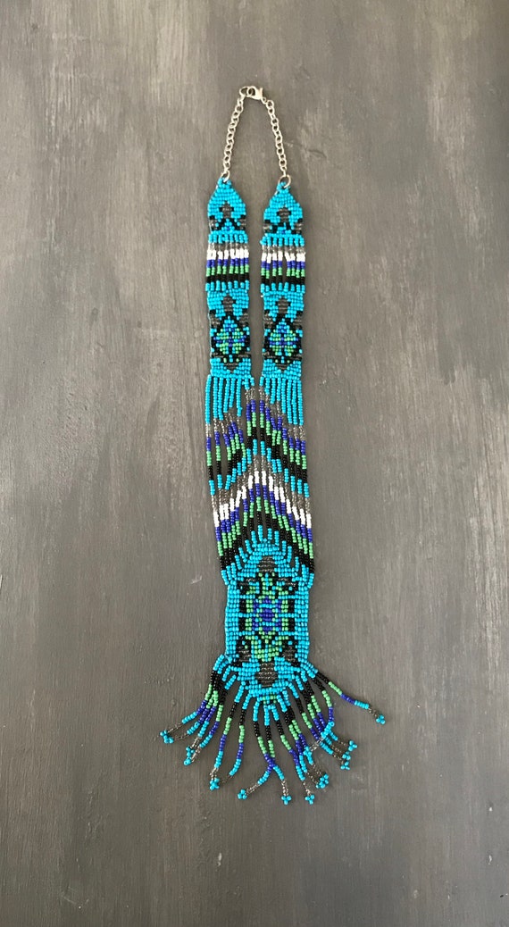 Artistic Native American seed bead necklace | Southwe… - Gem