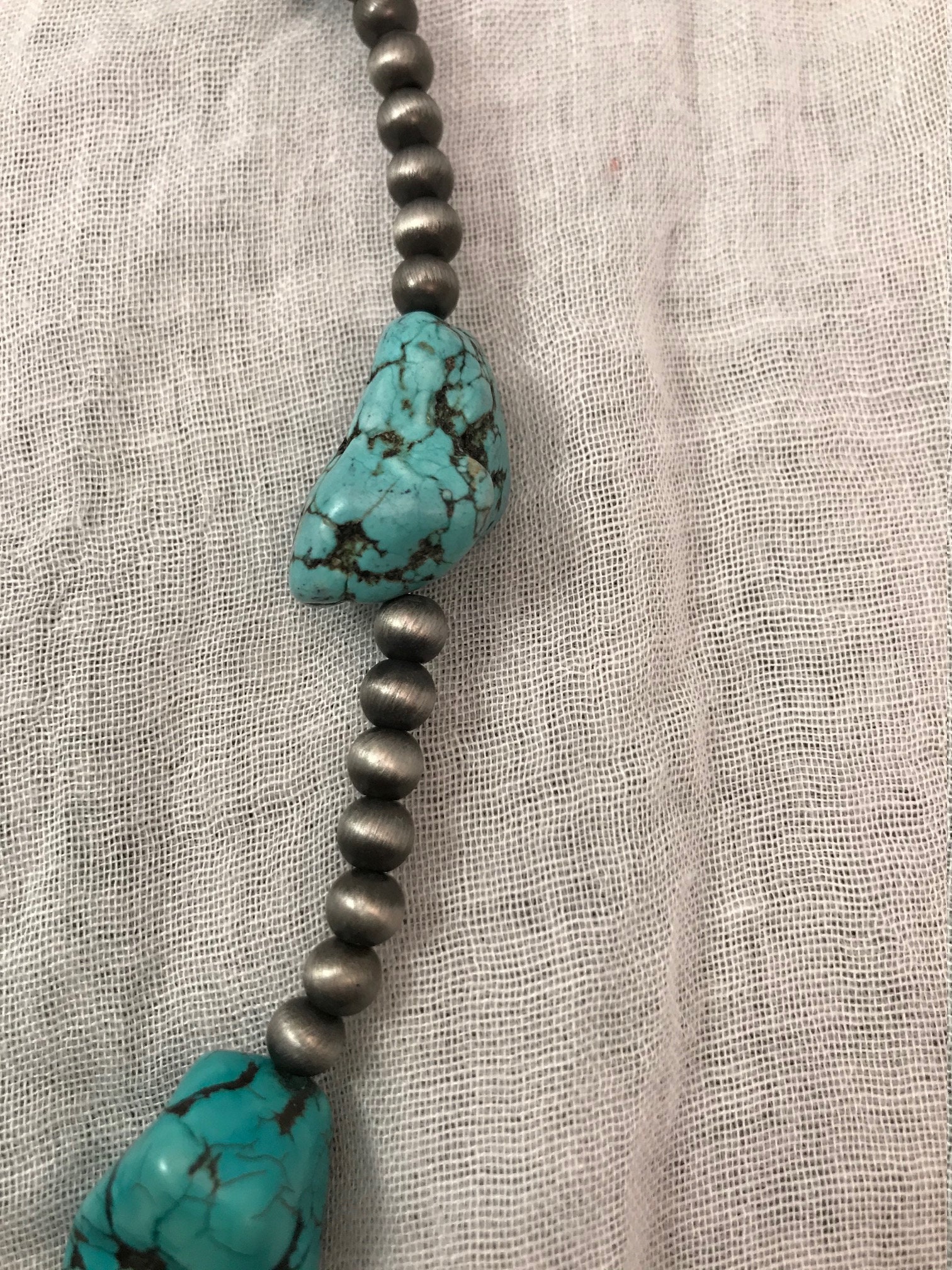 Tibetan Pendant Necklace Turquoise dyed howlite Brushed | Etsy