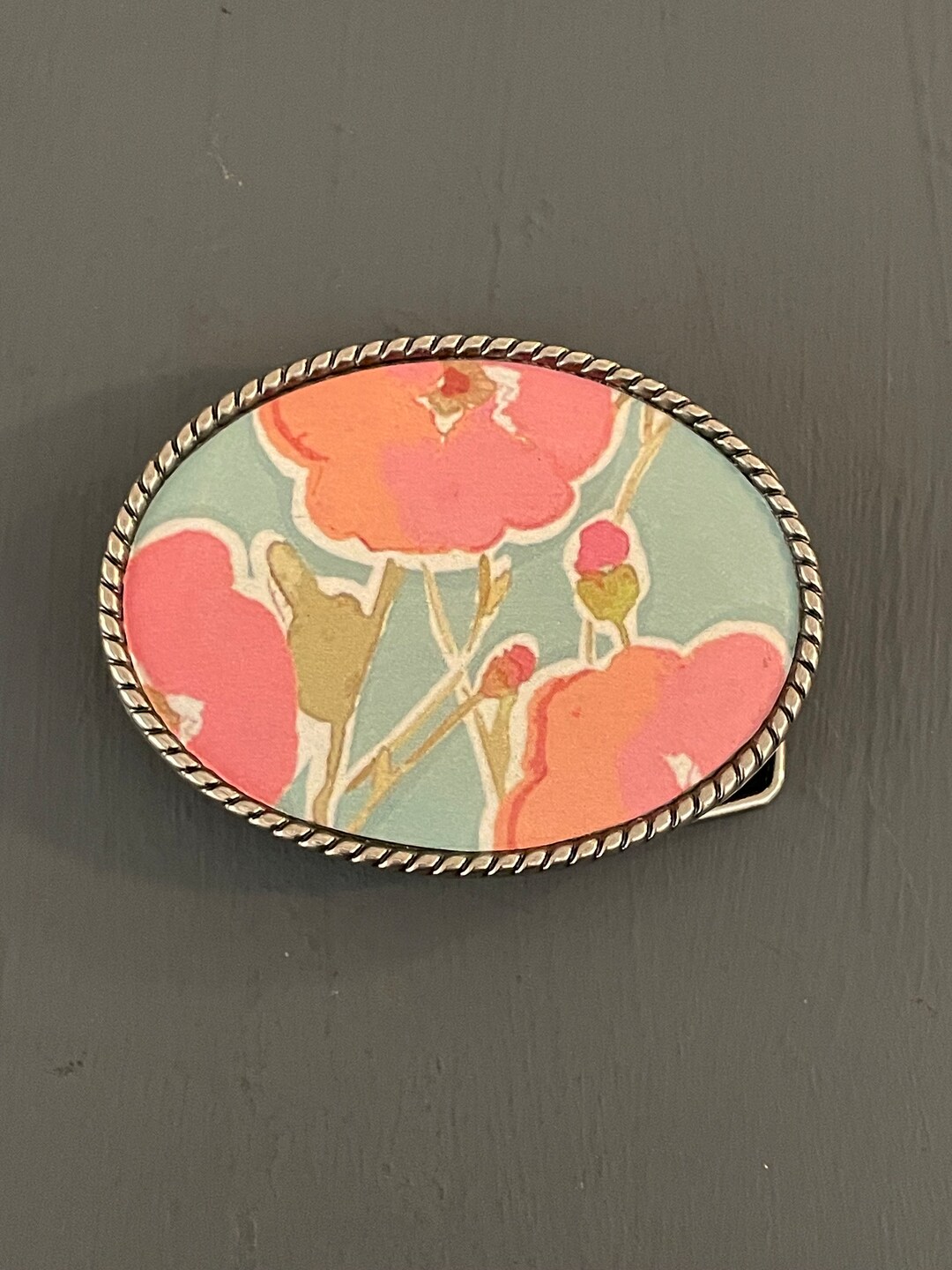 Pastel Floral Belt Buckle Cowgirl Buckle Vintage Southwest Pink Belt ...