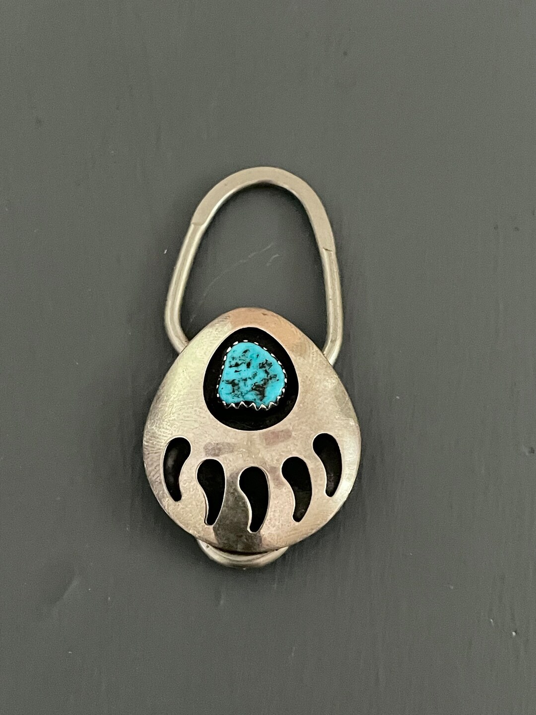 Navajo Native American Bear Paw Turquoise Key Chain | Vintage ...