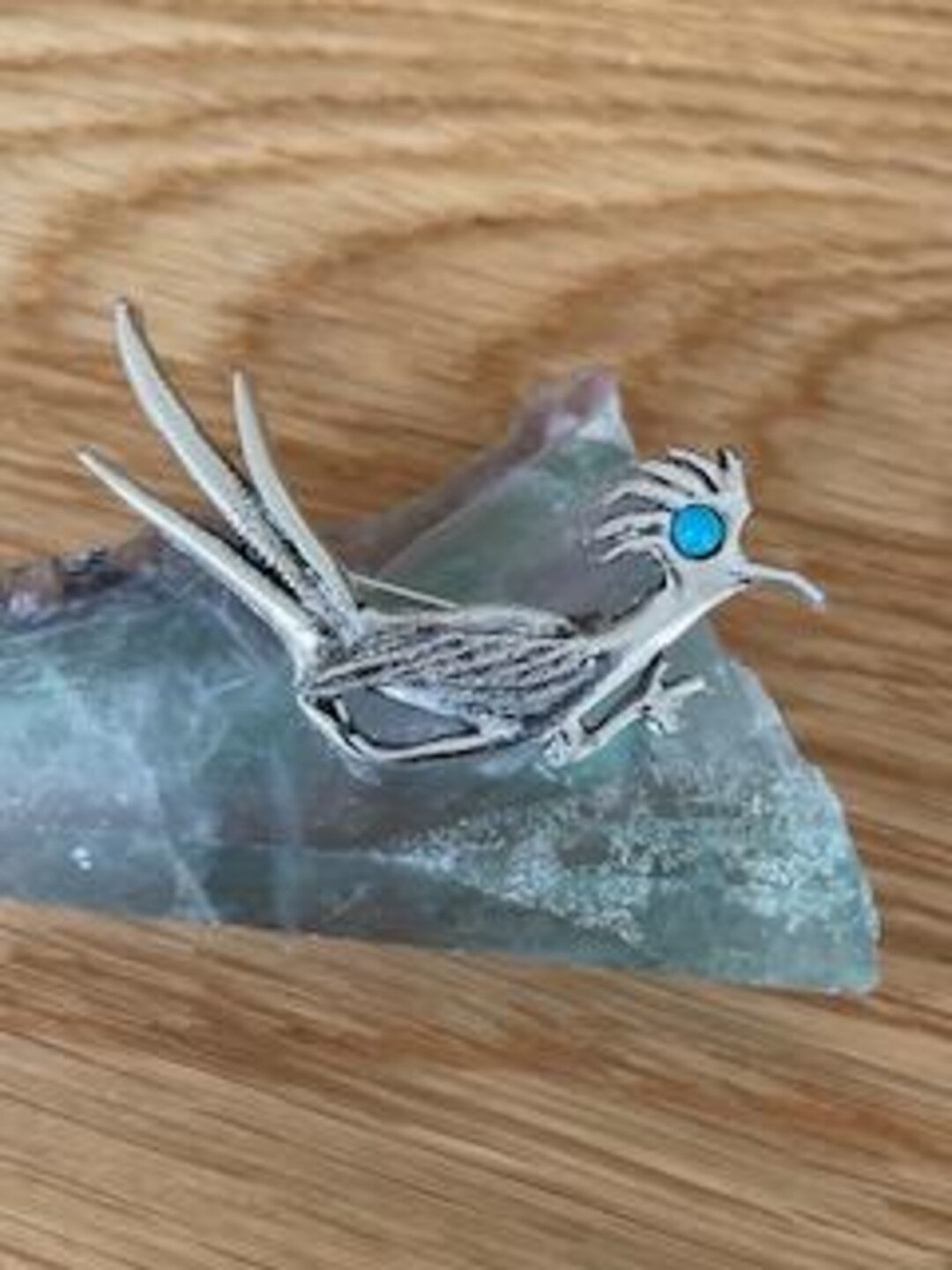 Silver Toned Metal Road Runner Pin |turquoise Colored Eye |bird Broach ...