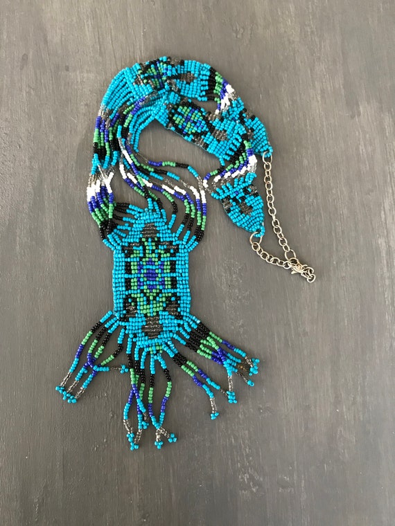 Artistic Native American seed bead necklace | Southwe… - Gem