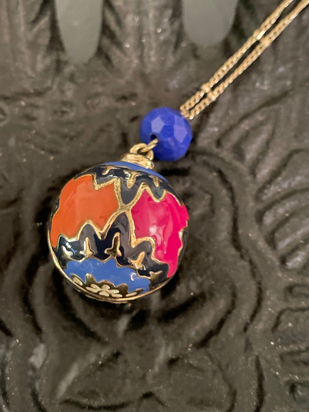 Colorful Locket Necklace Blue, Pink and Orange Enamel Locket That Fits ...
