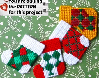 Plastic Canvas Pattern: Christmas Stockings checks | Etsy Canada