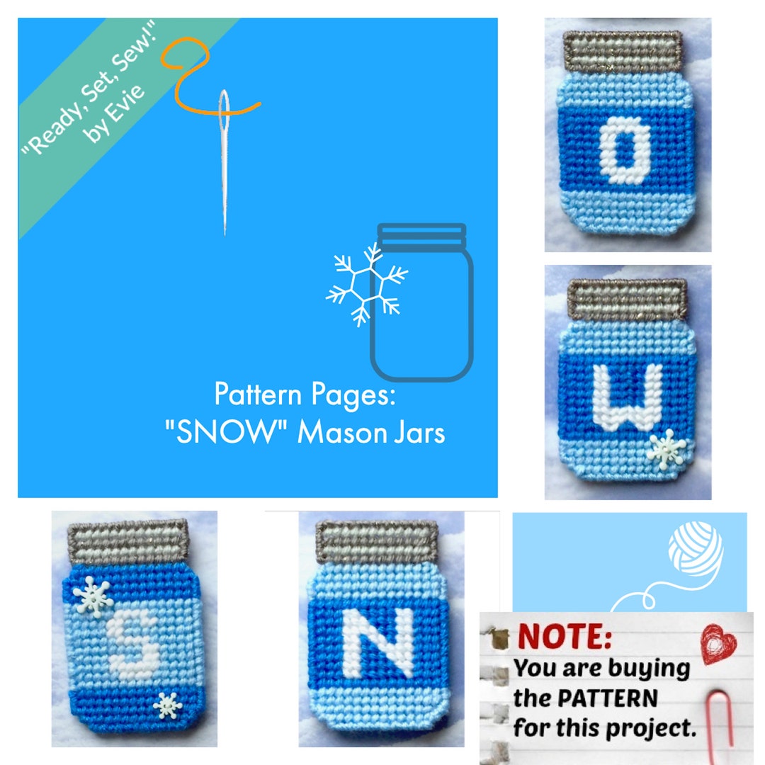 Plastic Canvas Pattern Pages: Mason Jars -- "snow, No. 2" (4 Designs ...